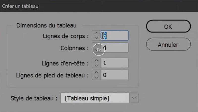 Comment créer un tableau dans InDesign