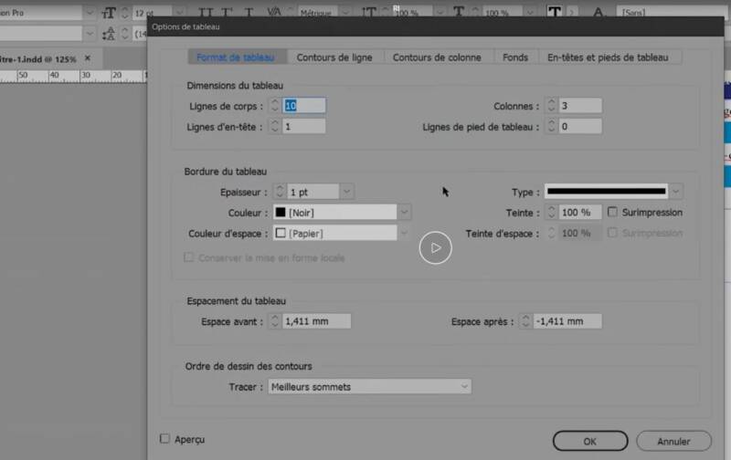 Comment créer un tableau dans InDesign